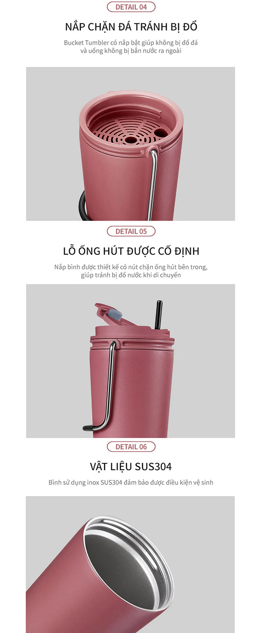 Ly Giữ Nhiệt LocknLock Bucket Tumbler LHC4269 540ml - In Bình Giữ Nhiệt